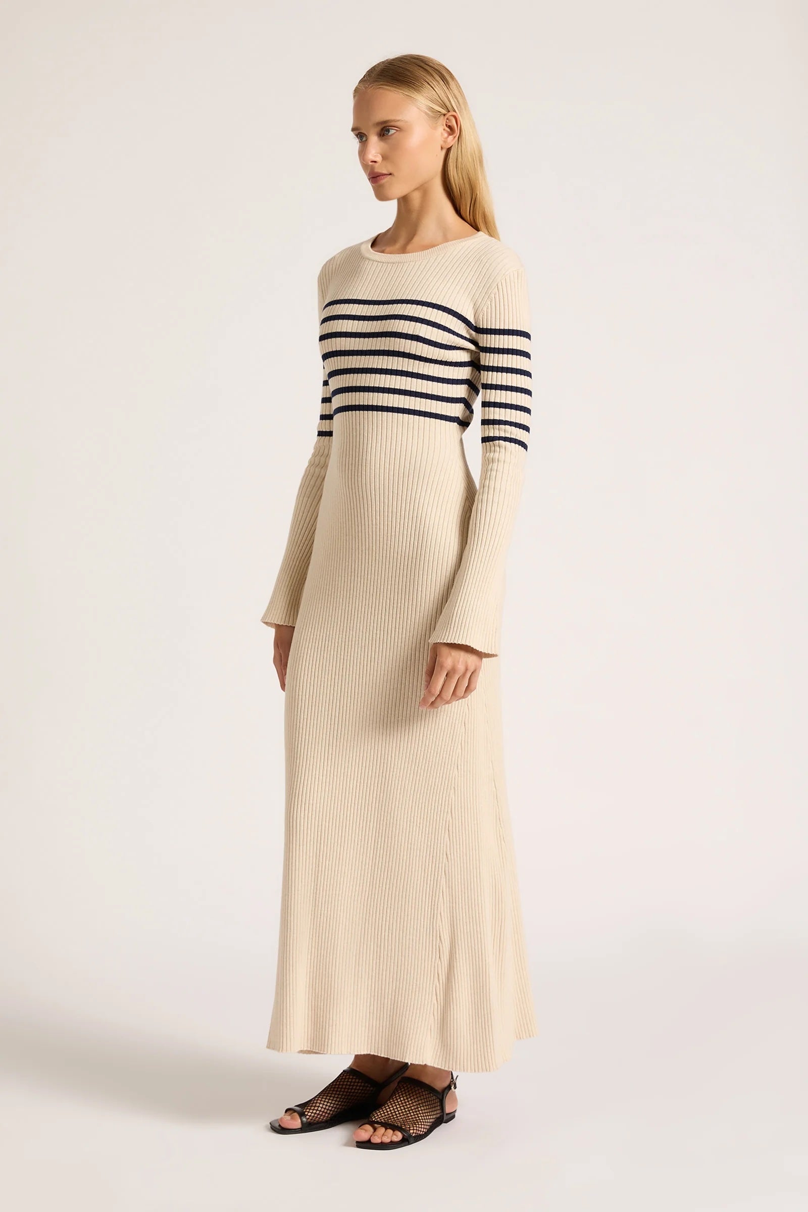 Yoko Maxi Knit Dress CLOUD STRIPE | NUDE LUCY | Shop The Range Here ...