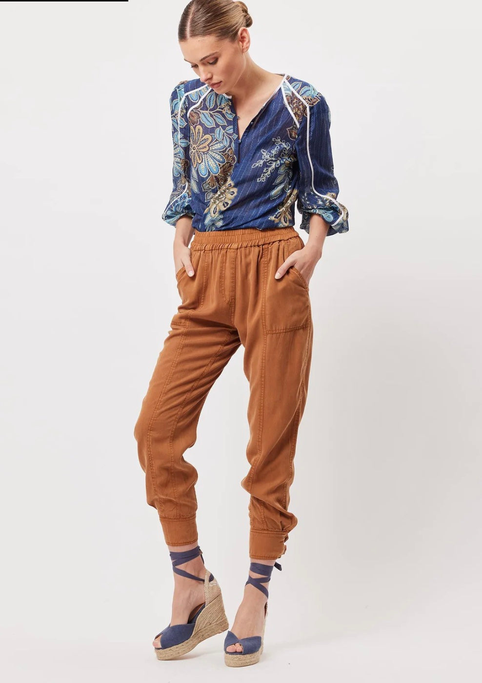 Tulum Tencel Denim Press Stud Jogger In Bronzed | ONCEWAS | Shop The ...