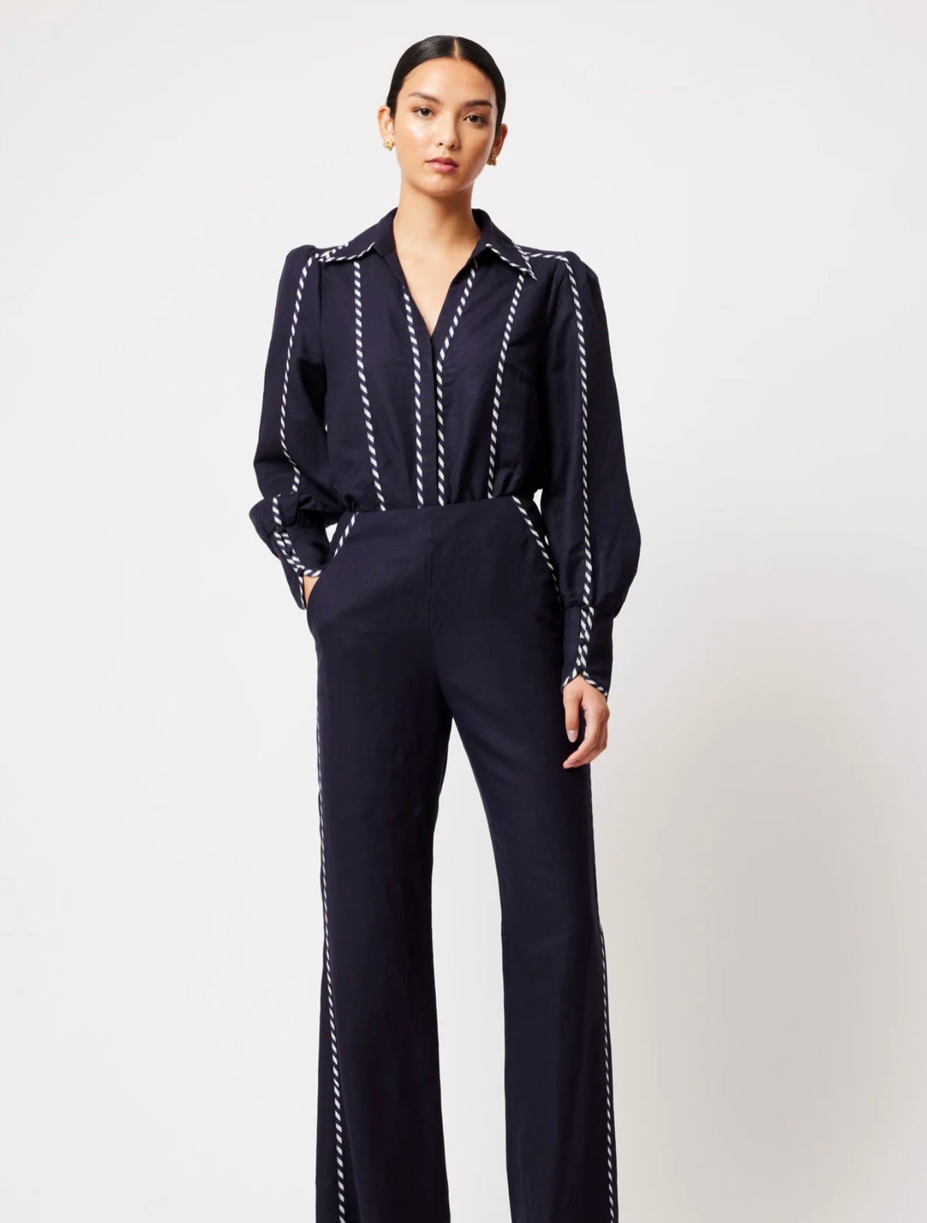 Ceres Linen Viscose Pant in INK | ONCEWAS | Shop The Range Here – Off Duty