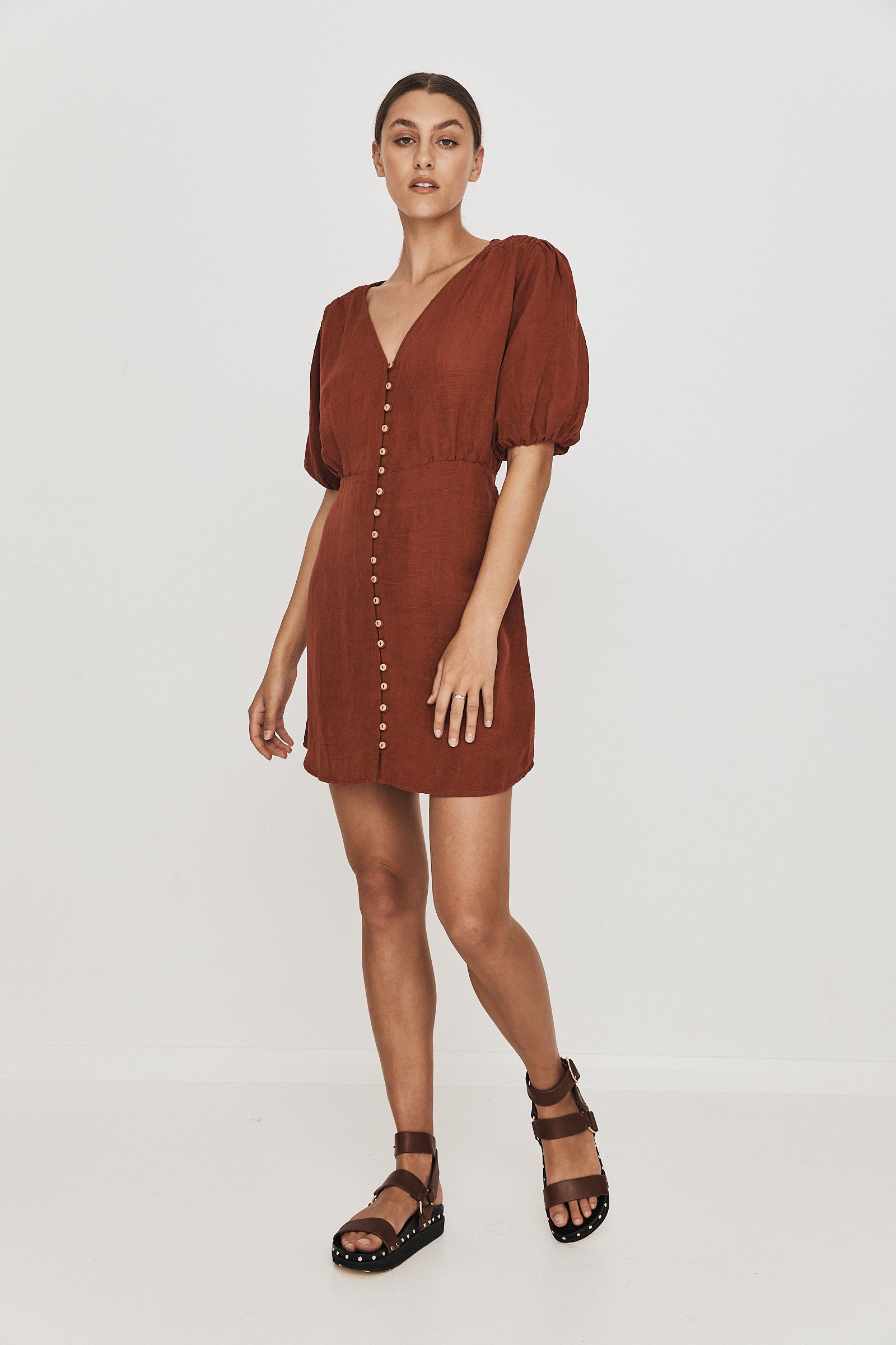 Cleo Mini Dress Rust – Off Duty